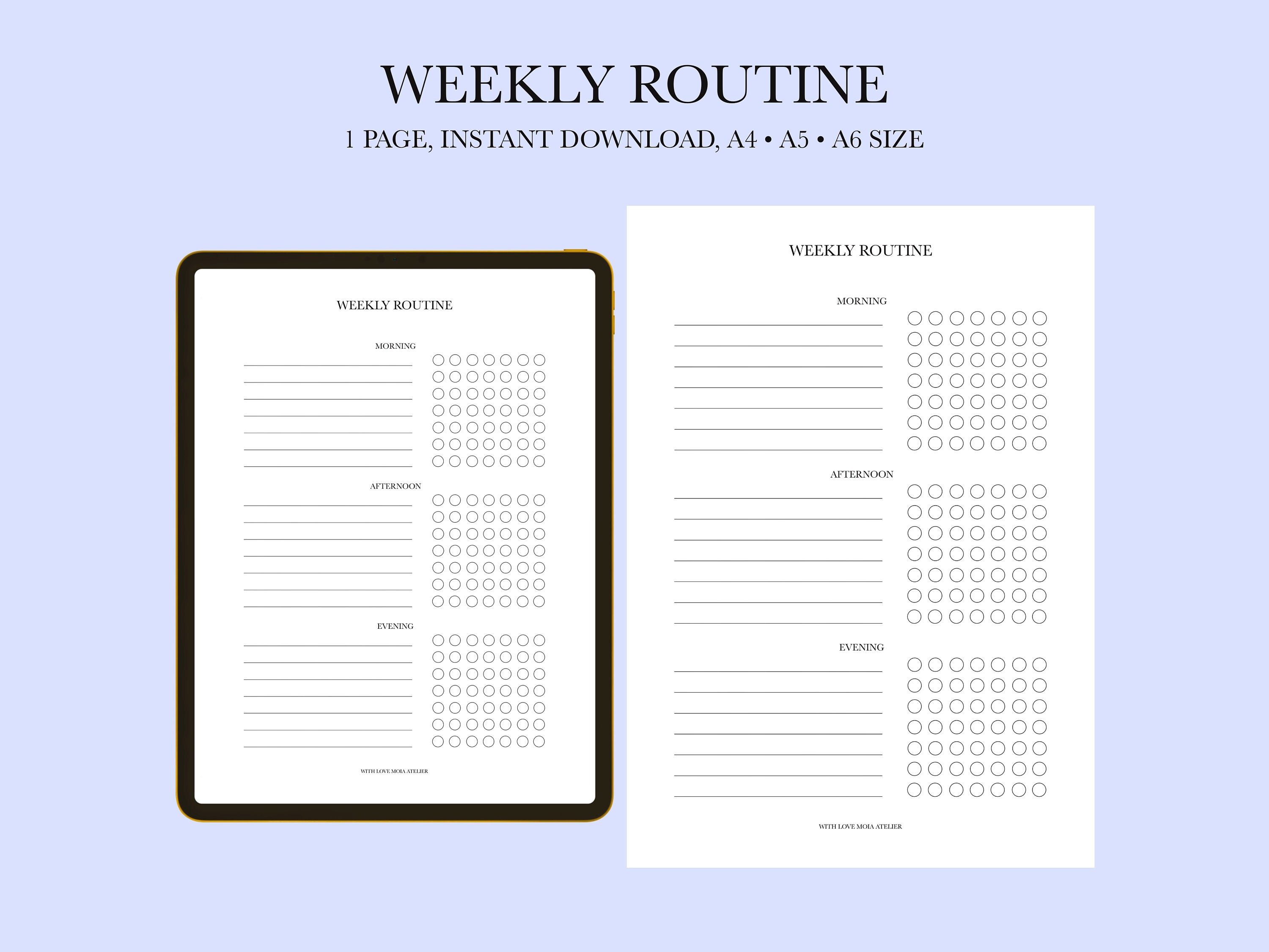 Weekly Routine Planner Printable, Habit Tracker Sheet Template, Daily ...