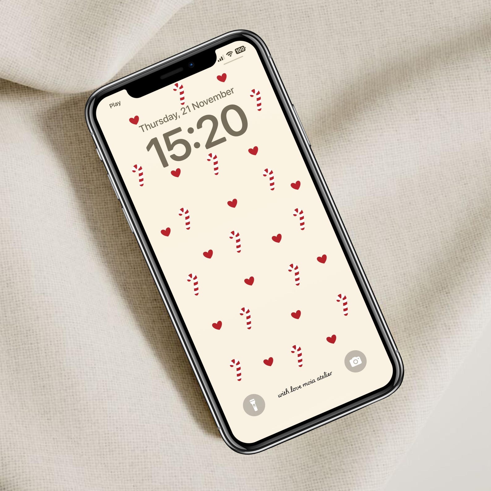 Sweet Christmas Candy Canes Phone Wallpaper, Cute Xmas Smartphone Lock ...