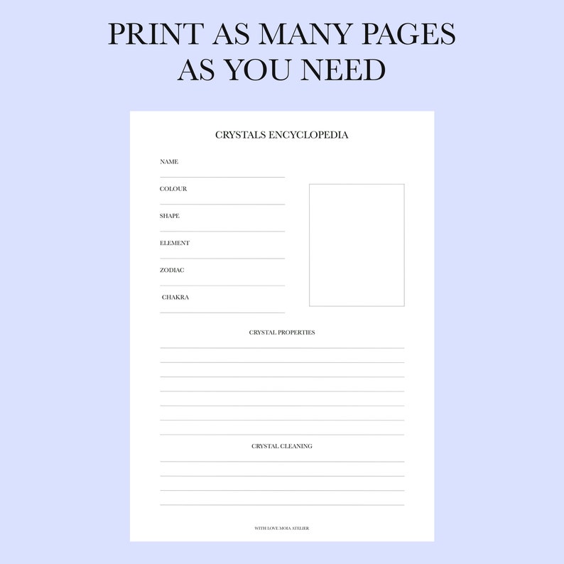 Crystal Encyclopedia Blank Printable Template Crystal Log - Etsy