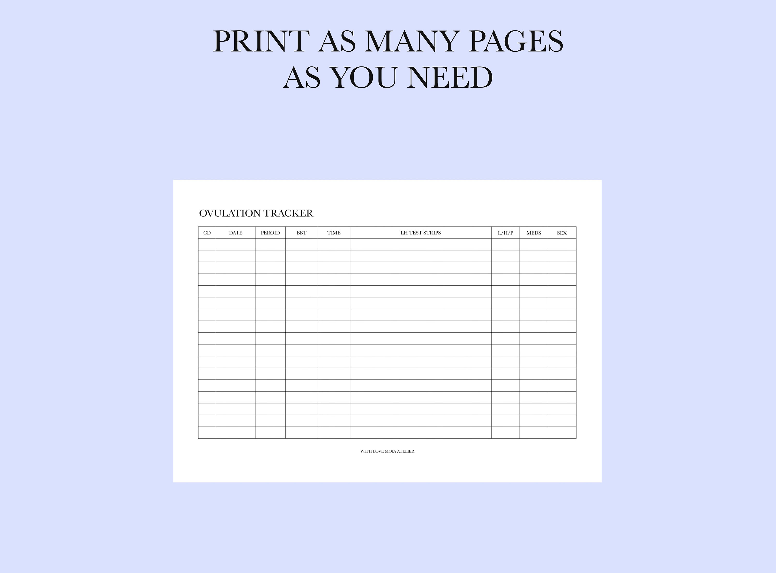 Ovulation Tracker Printable Ovulation Test Strips Tracker Ovulation