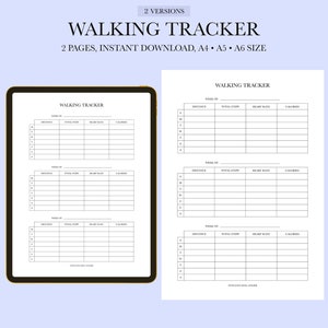 Walking Tracker Printable, Steps Log Book, Minimalist Walking Journal ...