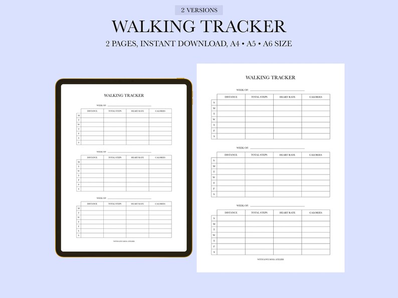 Walking Tracker Printable, Steps Log Book, Minimalist Walking Journal ...