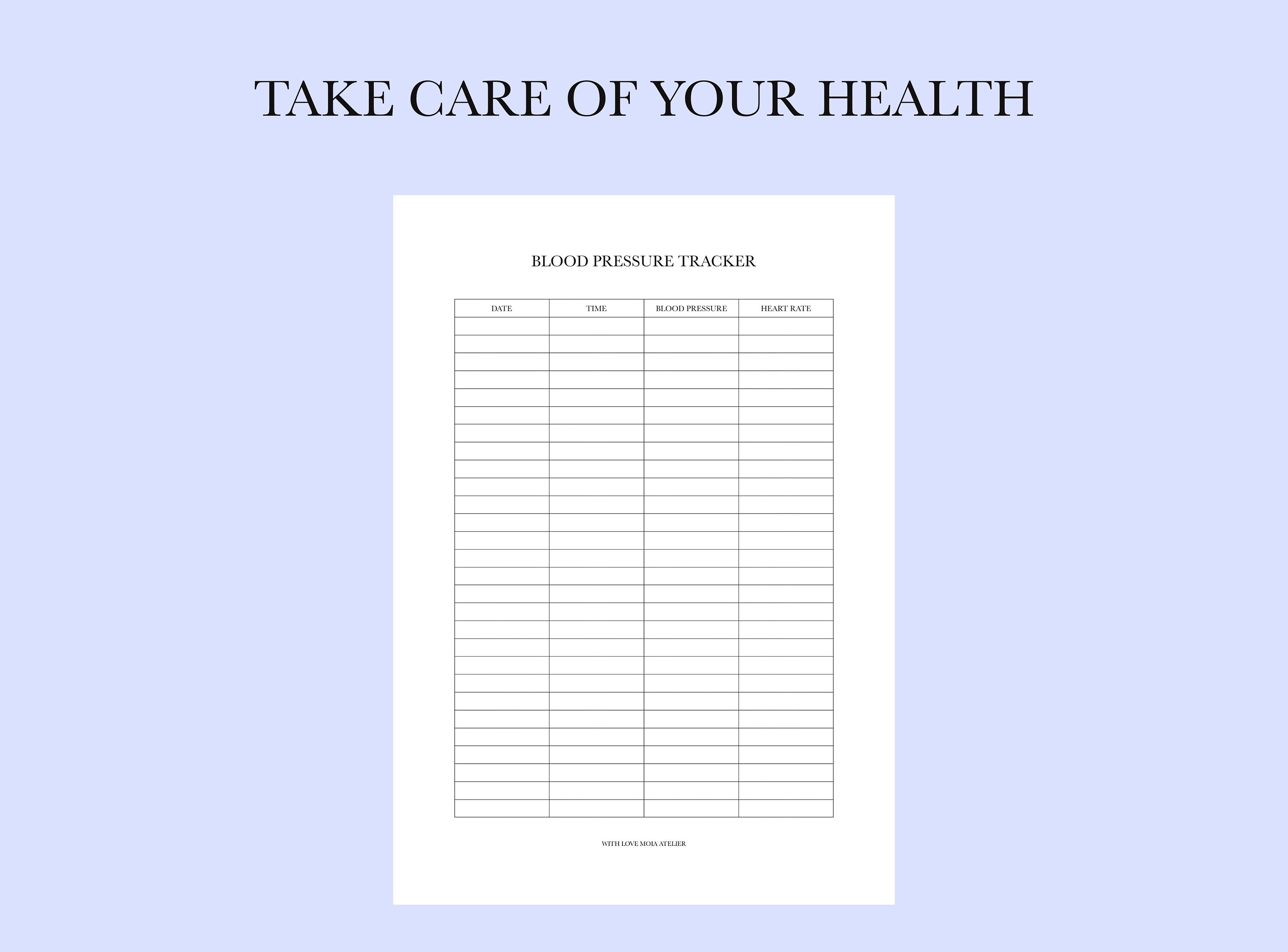 Blood Pressure Tracker Printable, Hypertension Log, Daily Blood ...