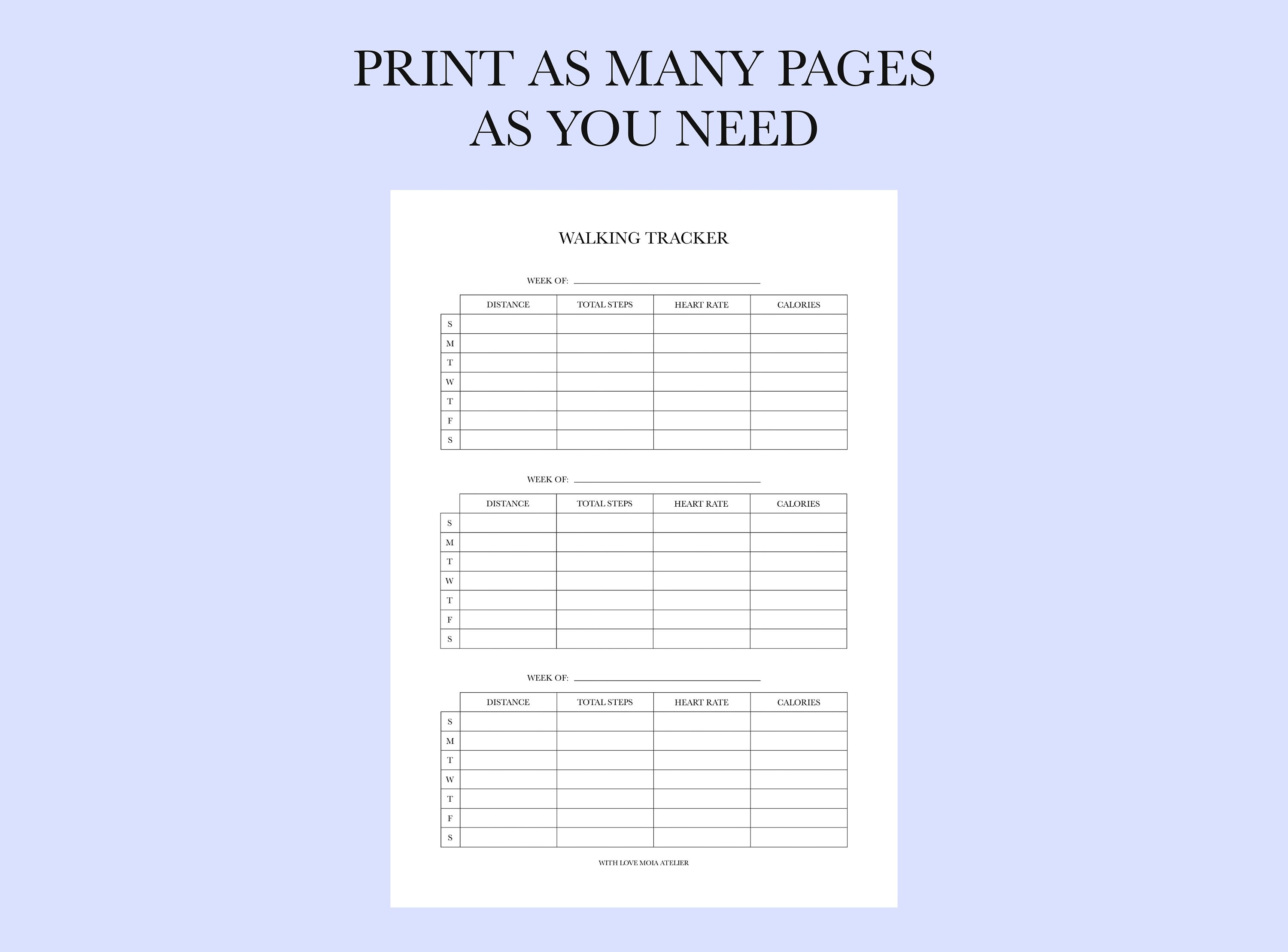 Walking Tracker Printable, Steps Log Book, Minimalist Walking Journal ...