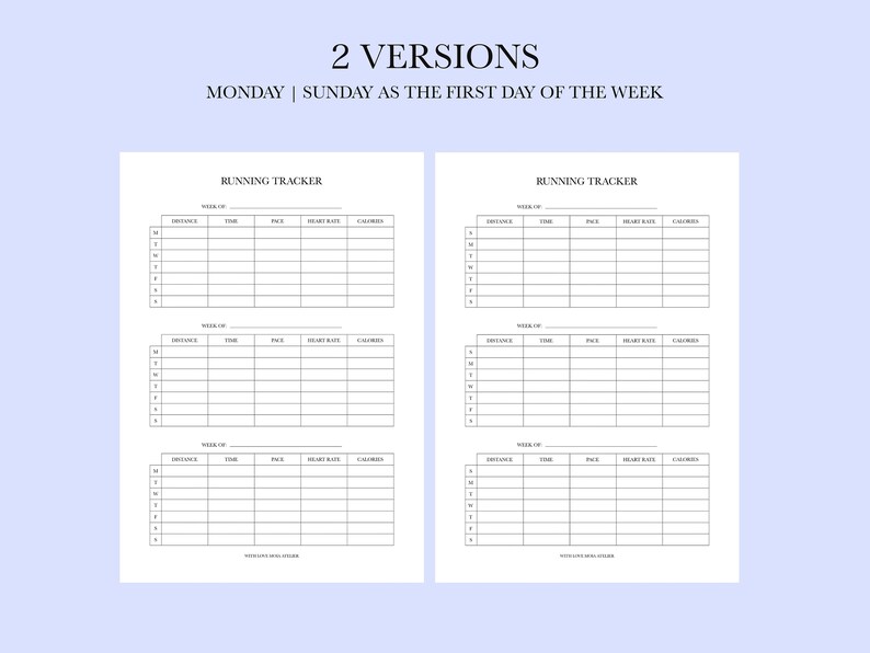 Running Tracker Printable, Running Diary, Minimalist Running Log ...