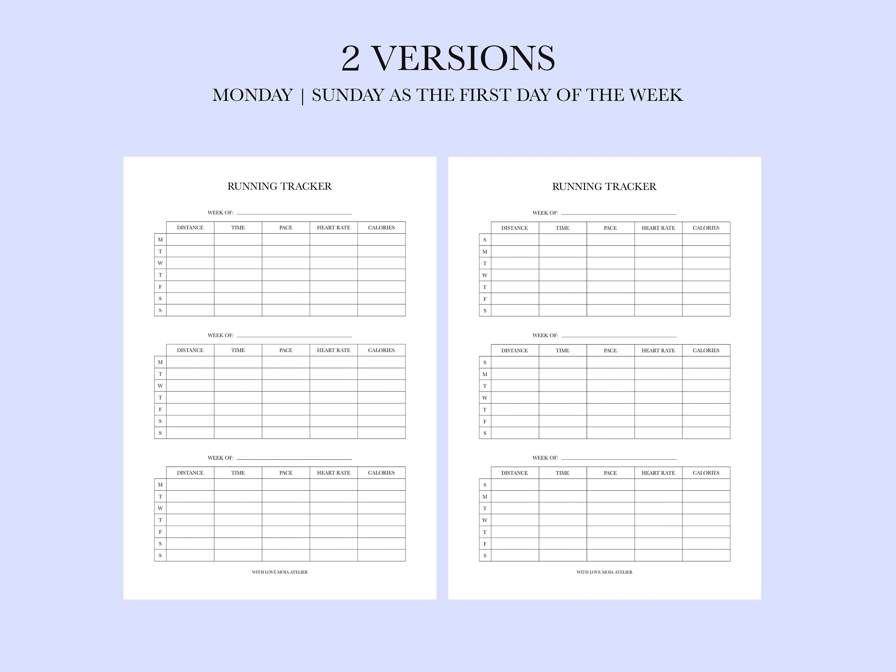 Running Tracker Printable, Running Diary, Minimalist Running Log ...