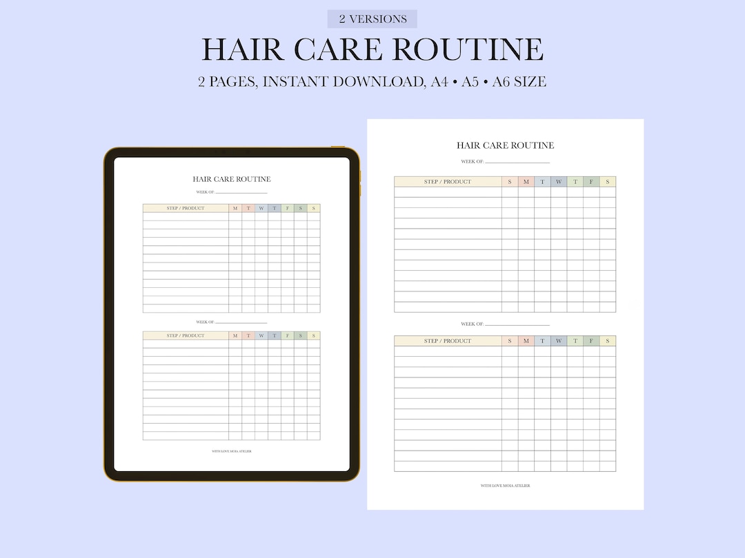 Hair Care Tracker Printable, Weekly Hair Care Checklist, Colorful ...