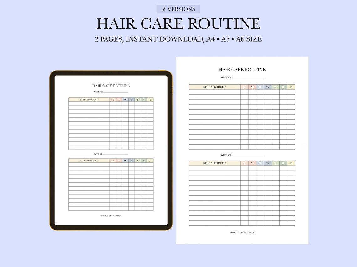 Hair Care Tracker Printable, Weekly Hair Care Checklist, Colorful ...