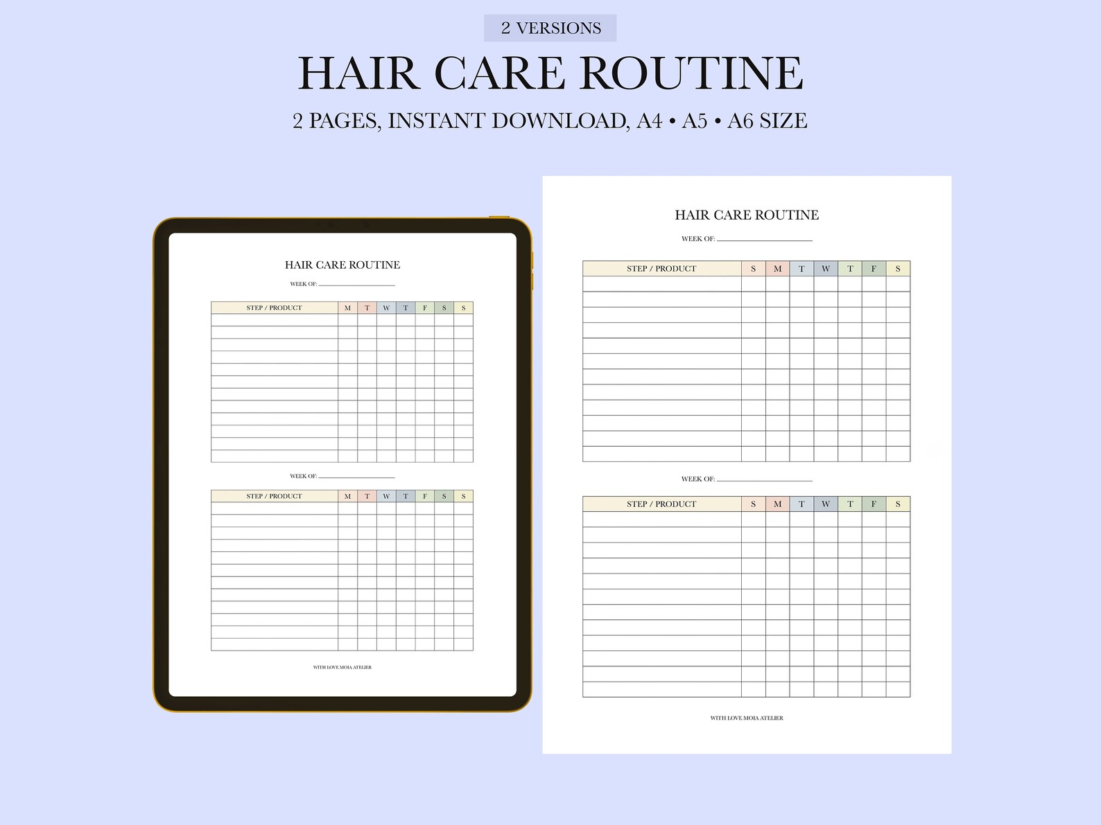 Hair Care Tracker Printable, Weekly Hair Care Checklist, Colorful ...