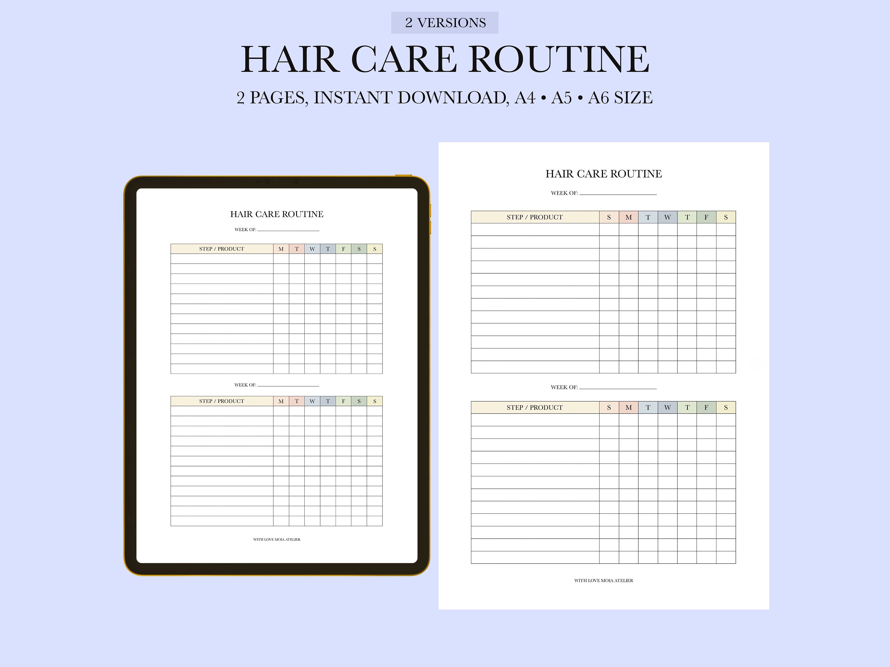 Hair Care Tracker Printable, Weekly Hair Care Checklist, Colorful ...