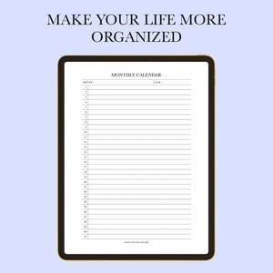Undated Monthly Calendar Printable, One Line A Day, Month on One Page ...