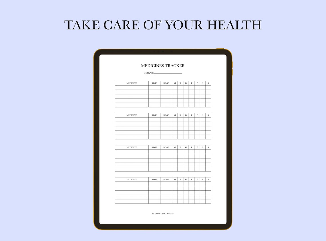 Printable Medicine Tracker Template for Daily Use, Simple Weekly Pills ...