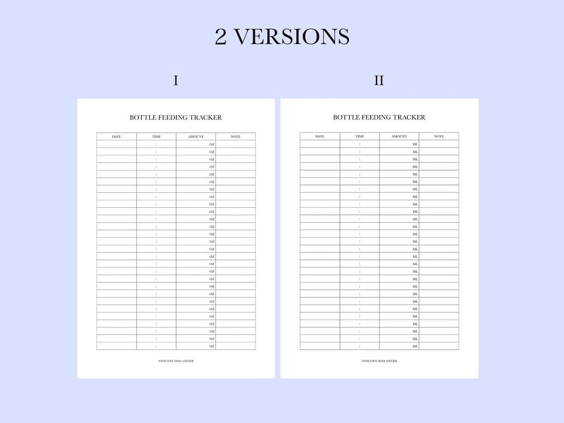 Bottle Feeding Tracker Printable, Baby Feeding Log, Newborn Feeding ...