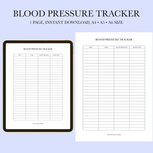 Blood Pressure Tracker Printable, Hypertension Log, Daily Blood ...