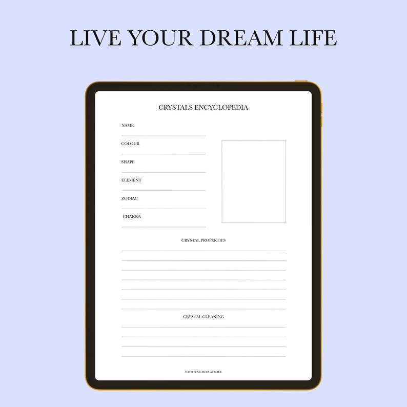 Crystal Encyclopedia Blank Printable Template Crystal Log - Etsy