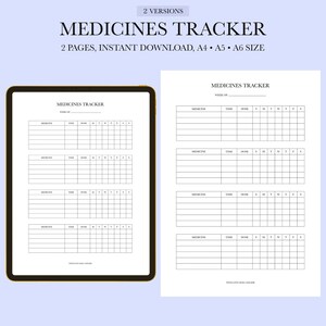 Printable Medicine Tracker Template for Daily Use, Simple Weekly Pills ...