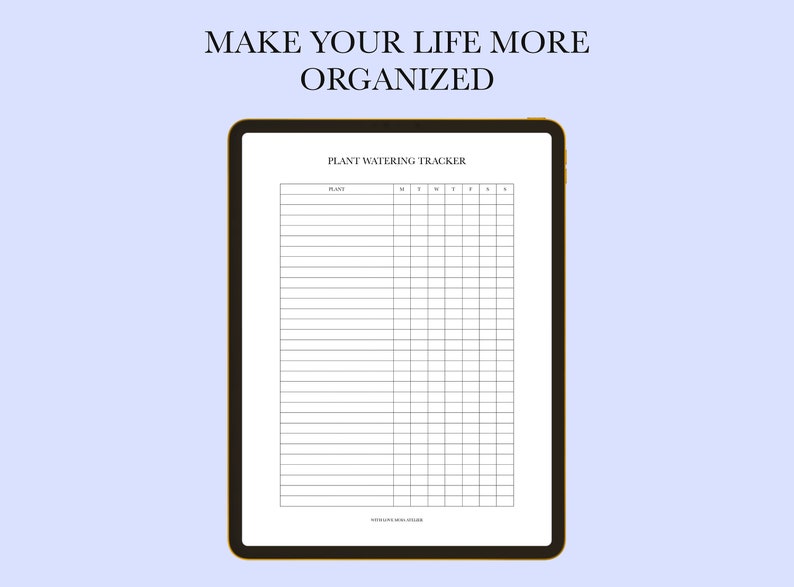 Printable Plant Watering Chart, House Plant Planner, Weekly Plant ...