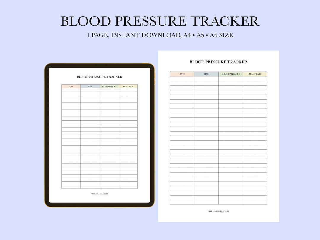 Colorful Blood Pressure Log Printable Template, Daily Blood Pressure ...