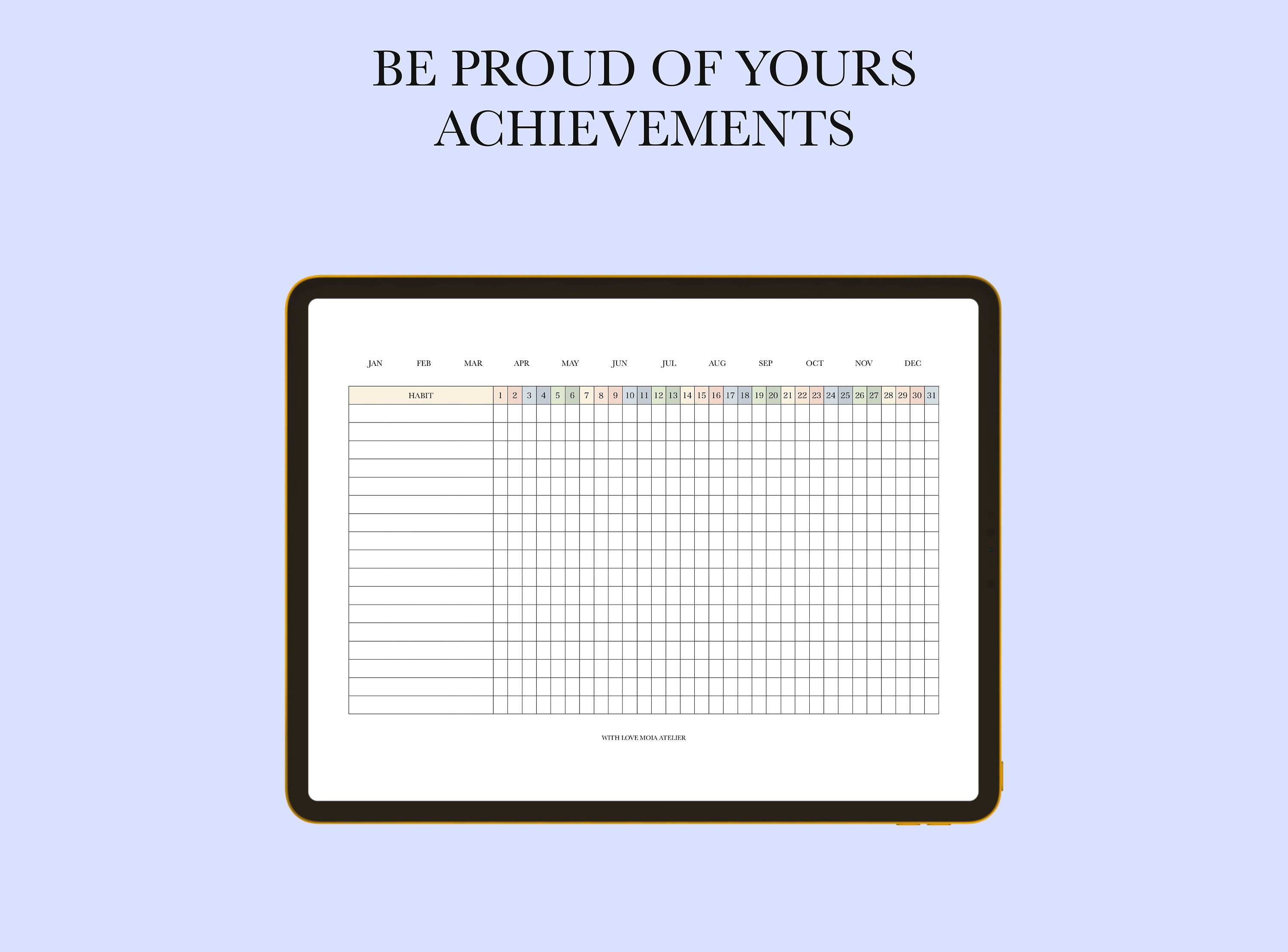 Colorful Monthly Habit Tracker Printable, Simple Routine Builder, 30 ...