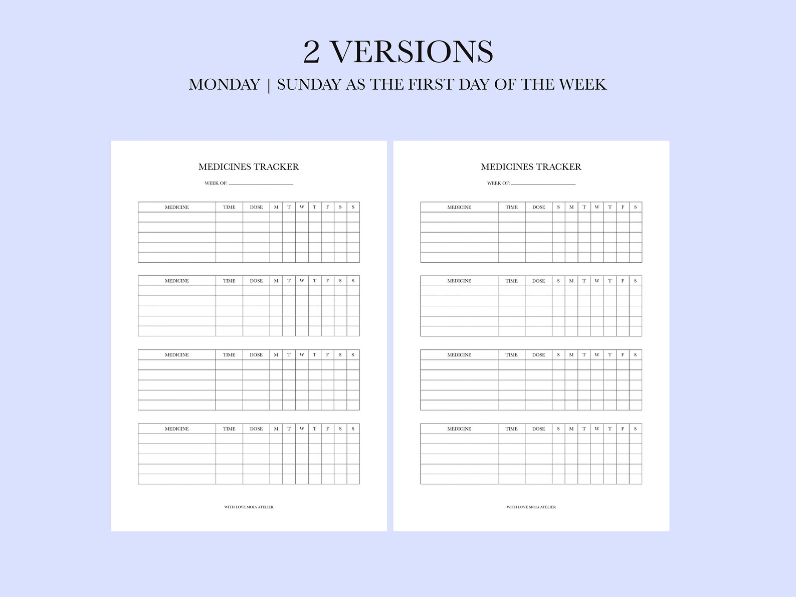 Printable Medicine Tracker Template for Daily Use, Simple Weekly Pills ...