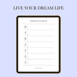 Printable Daily Affirmation Worksheet for Mental Health, Weekly ...