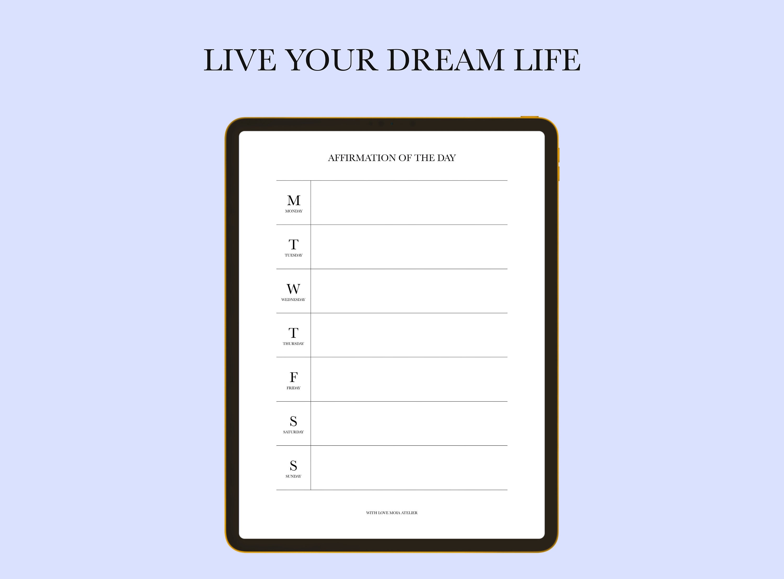 Printable Daily Affirmation Worksheet for Mental Health, Weekly ...