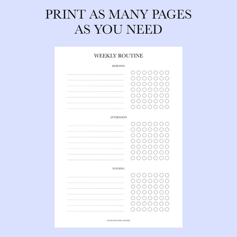 Weekly Routine Planner Printable Habit Tracker Sheet - Etsy