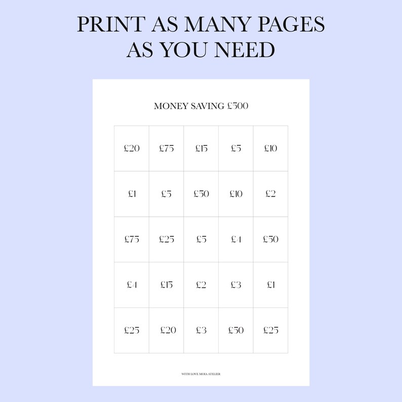 500 Pounds Saving Challenge Printable Money Saving Tracker - Etsy