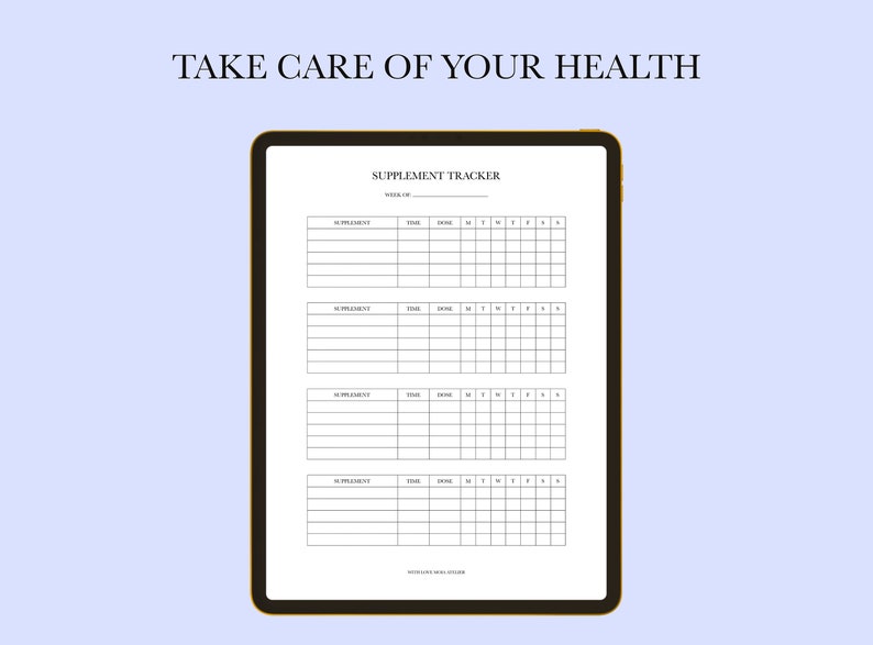 Supplement Tracker Template for Daily Use, Printable Vitamin Dose ...