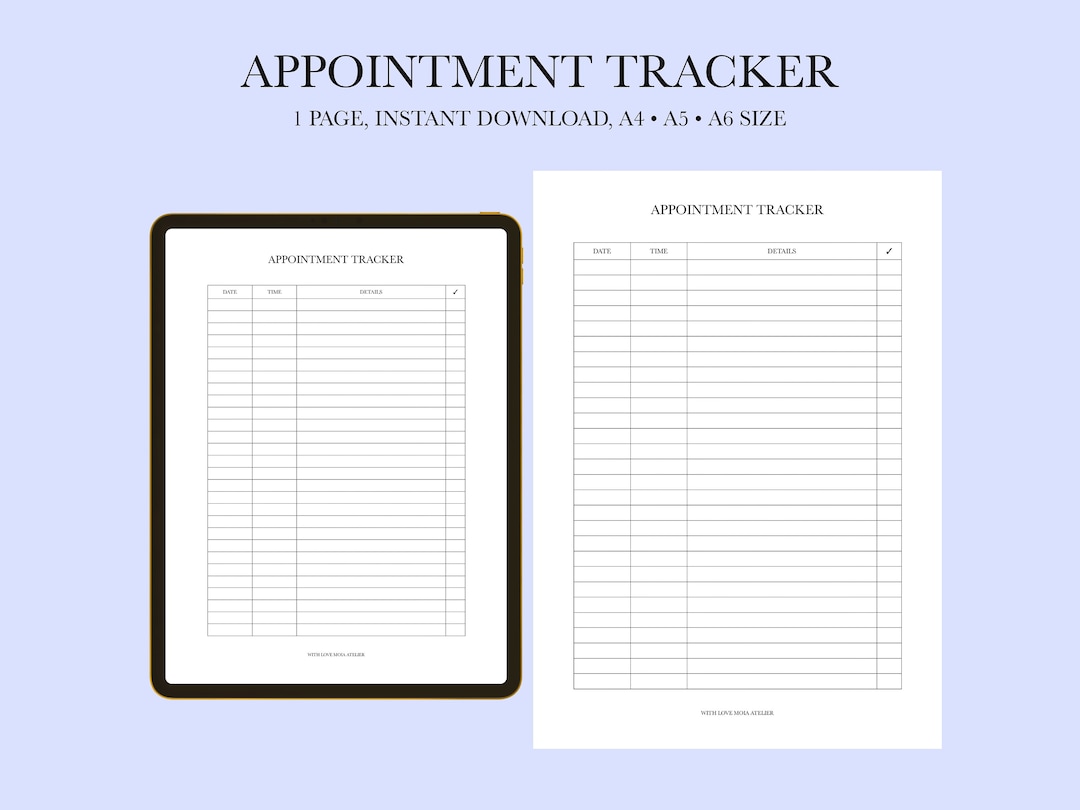 Appointment Tracker Printable, Daily Appointment Calendar, Minimalist ...