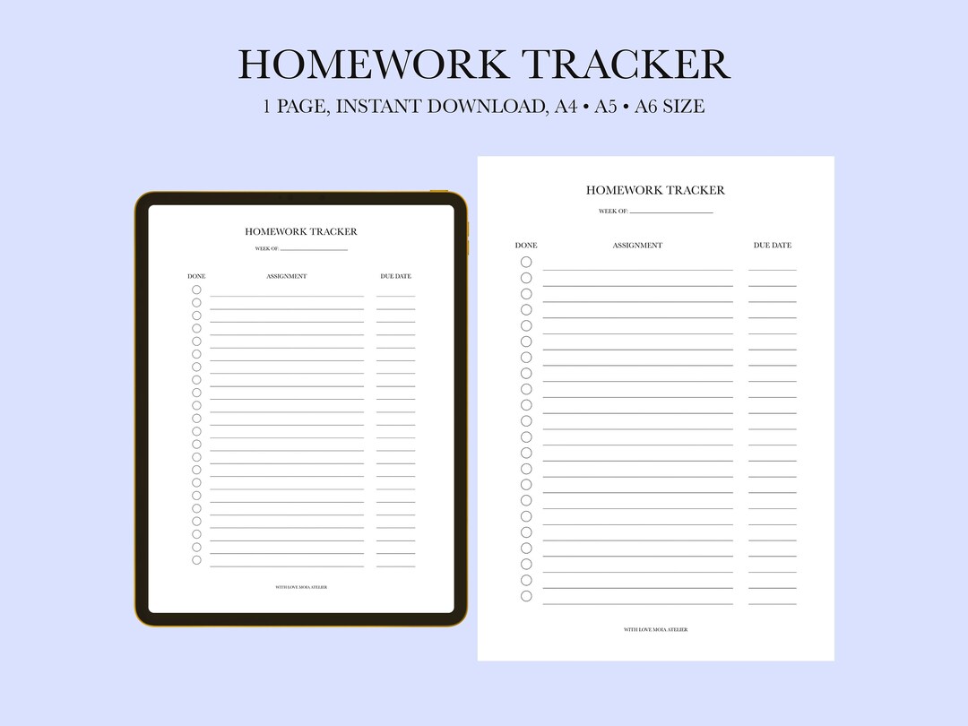 Homework Planner Printable, Habit Tracker Minimalist, 2023-2024 ...