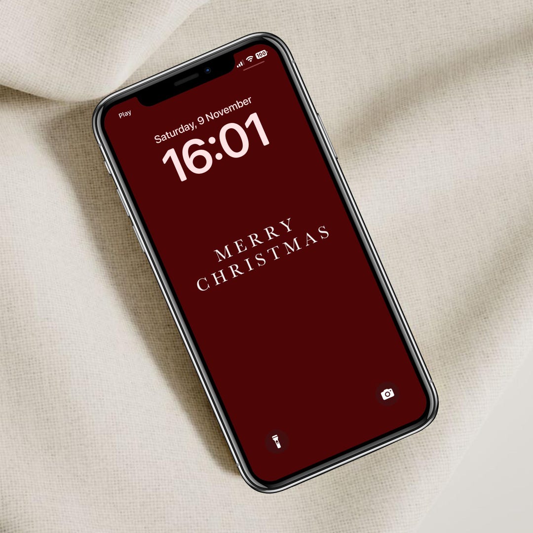 Merry Christmas Phone Wallpaper, Minimalist Burgundy Color Aesthetic ...