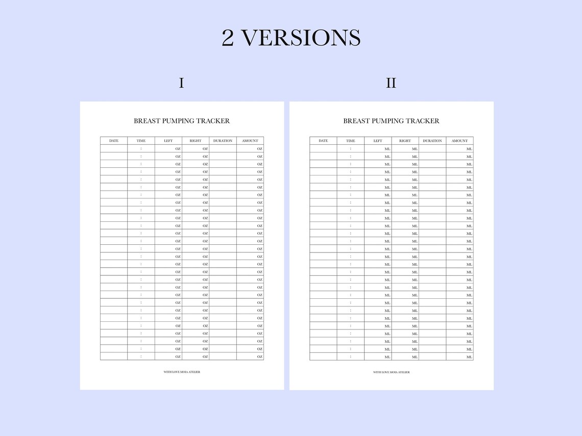 Breast Pumping Tracker Printable, Breast Pump Record, Breast Milk ...