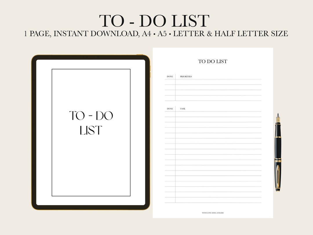 To-do List Classic Aesthetic Checklist Notebook Printable - Etsy