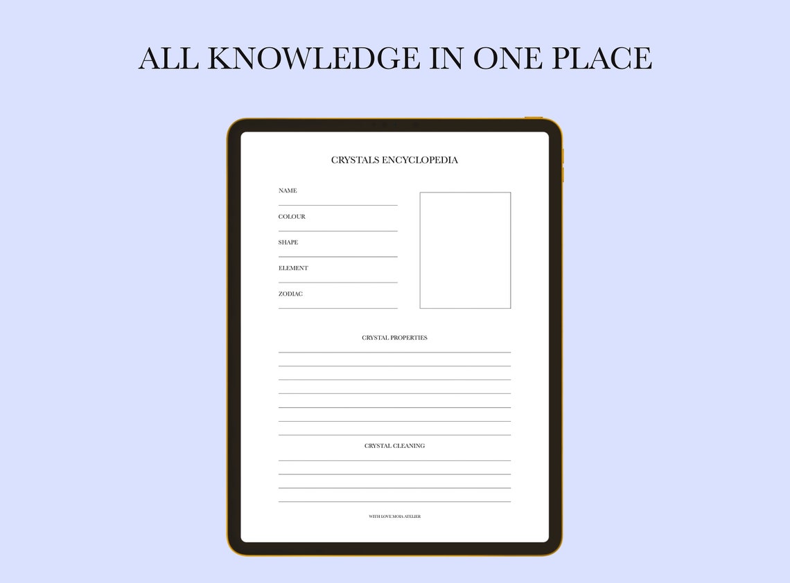 Crystal Encyclopedia Blank Printable Template, Crystal Log Book ...