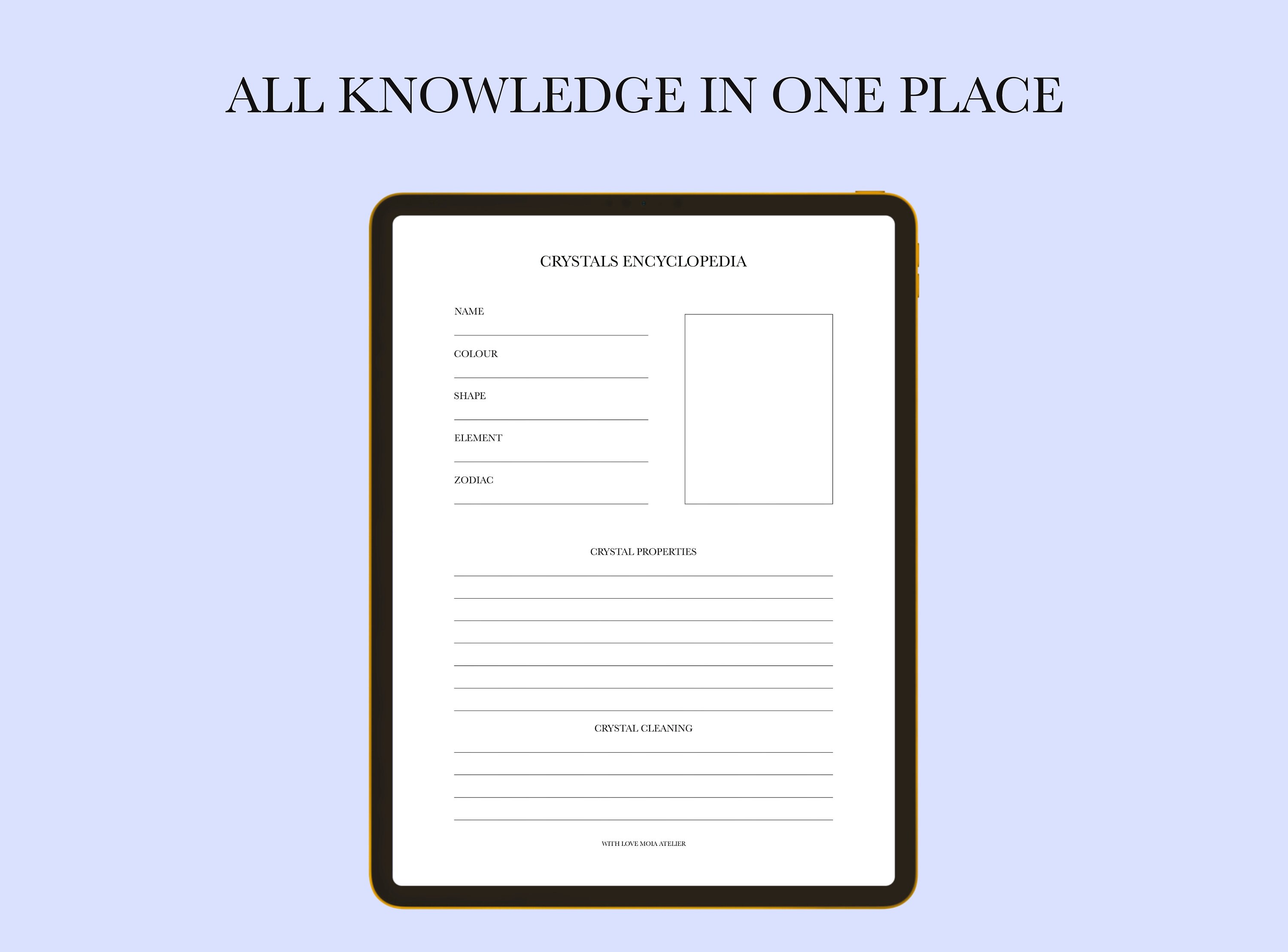 Crystal Encyclopedia Blank Printable Template, Crystal Log Book ...