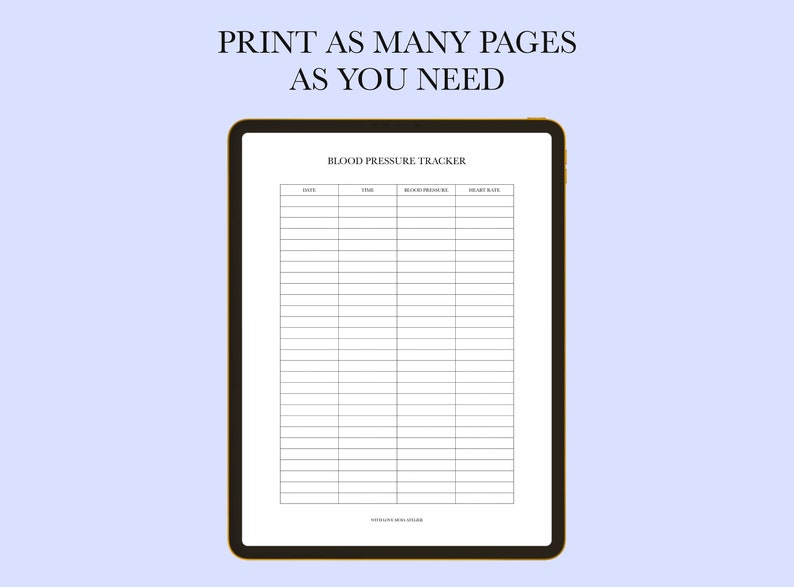 Blood Pressure Tracker Printable, Hypertension Log, Daily Blood ...