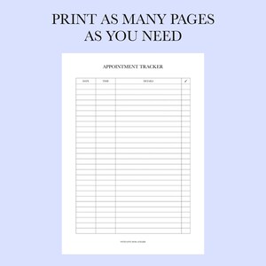 Appointment Tracker Printable, Daily Appointment Calendar, Minimalist ...