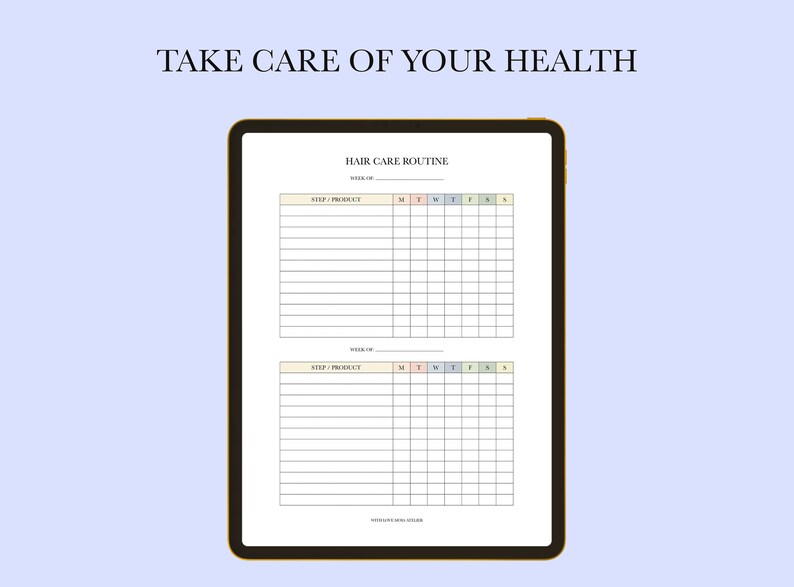 Hair Care Tracker Printable, Weekly Hair Care Checklist, Colorful ...