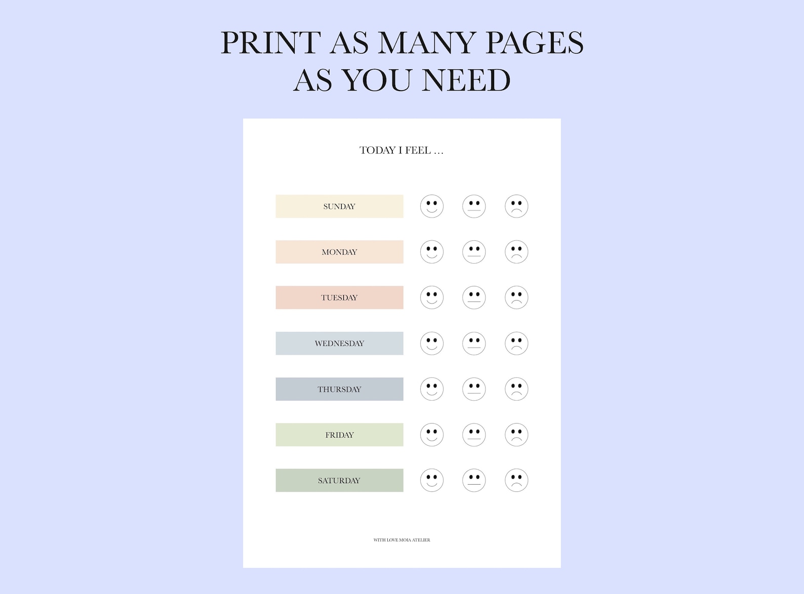 Daily Mood Tracker Printable, Mood Check in for Kids, Cute Feeling ...