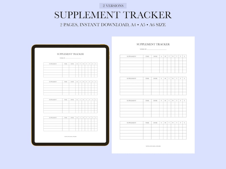 Supplement Tracker Template for Daily Use, Printable Vitamin Dose ...