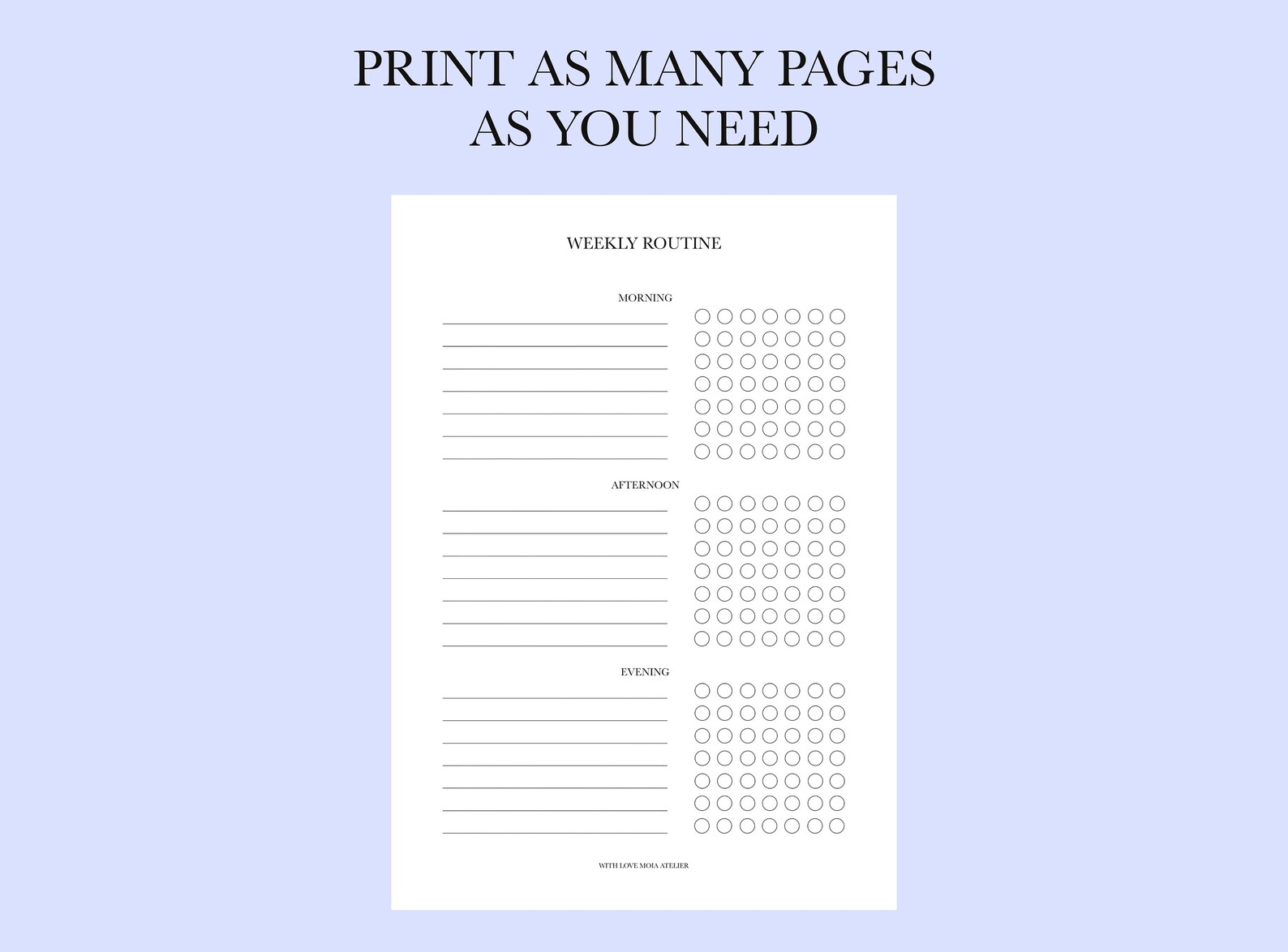 Weekly Routine Planner Printable, Habit Tracker Sheet Template, Daily ...