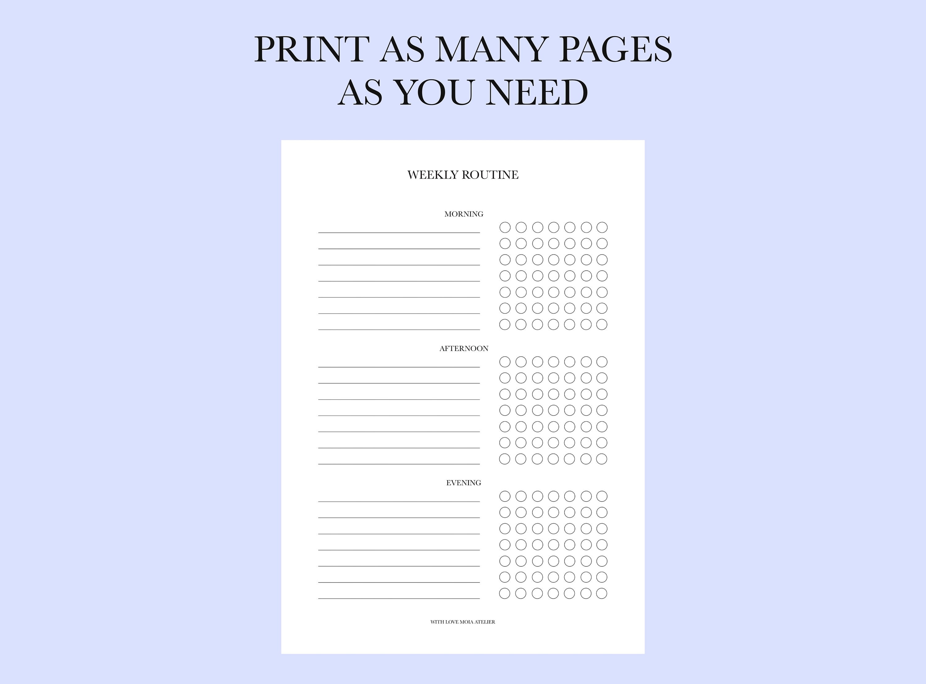 Weekly Routine Planner Printable, Habit Tracker Sheet Template, Daily ...