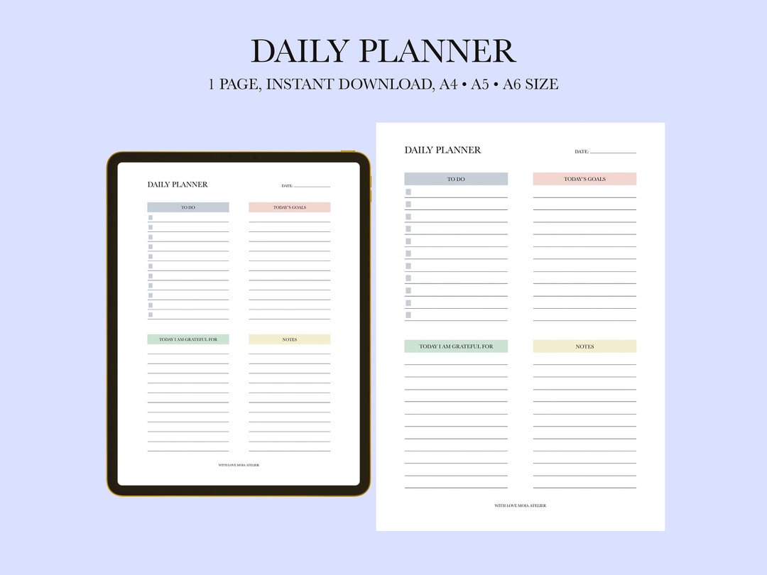 Undated Daily Planner Printable, Colorful Daily Task Organizer, for ...