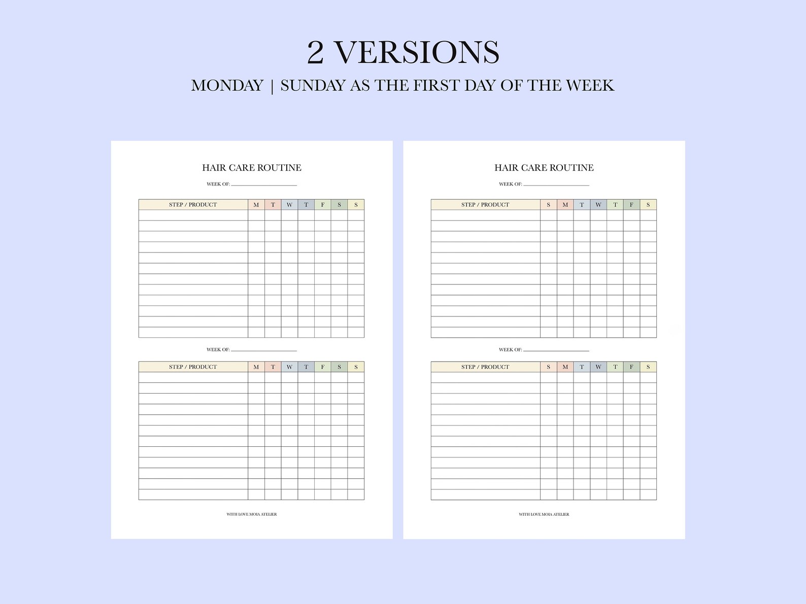 Hair Care Tracker Printable, Weekly Hair Care Checklist, Colorful ...