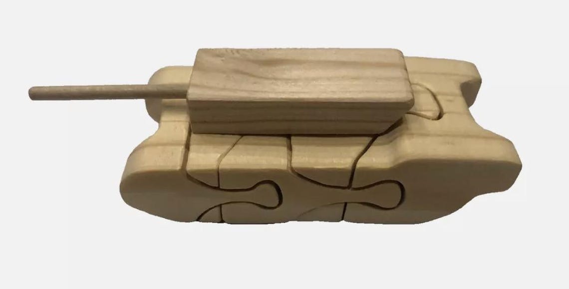 3-d Wooden Tank Puzzle. Unique Design. Each Puzzle Made by Hand. - Etsy