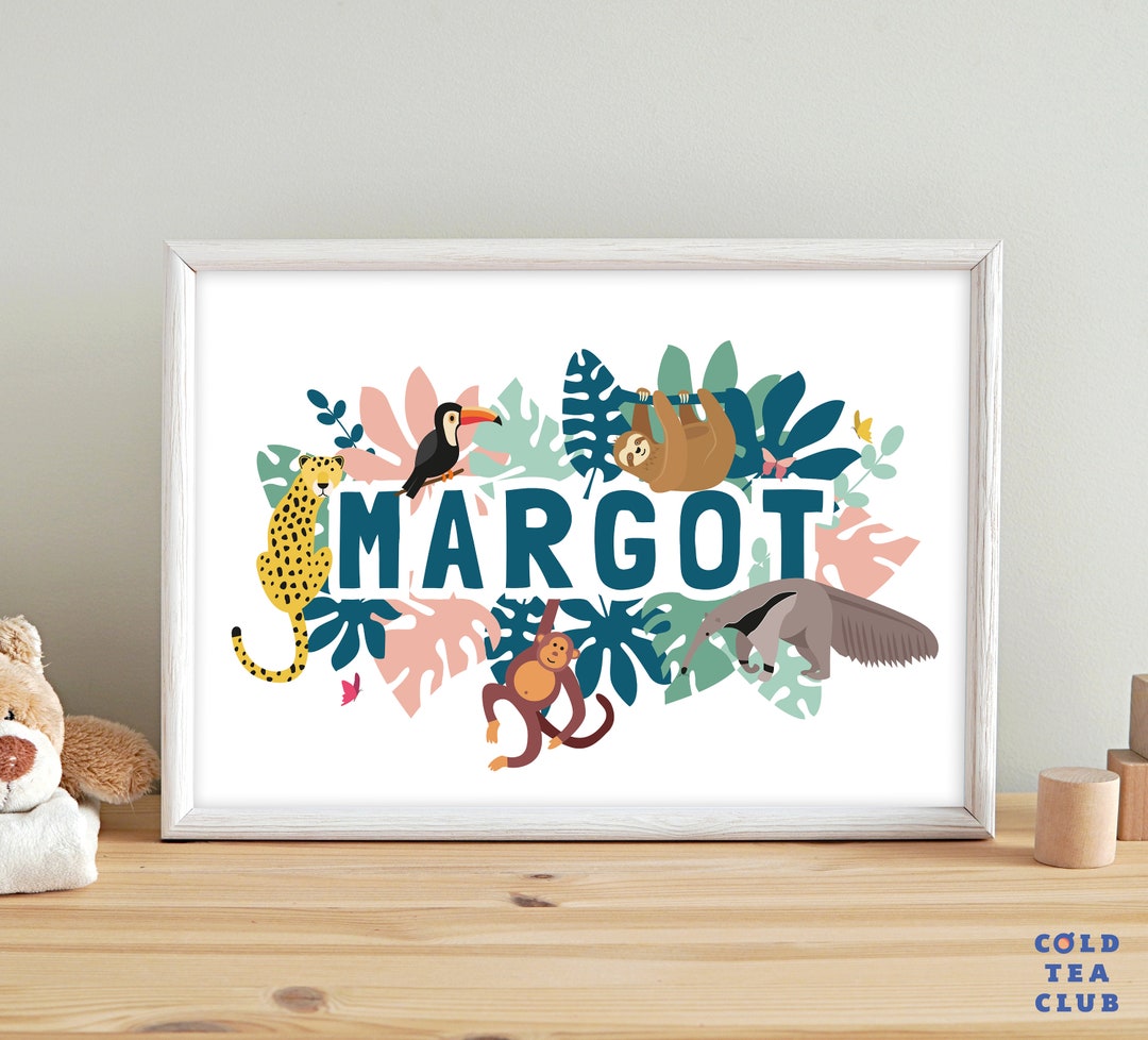 Personalised Jungle Name Print / A4 or A3 Print / Nursery Art ...