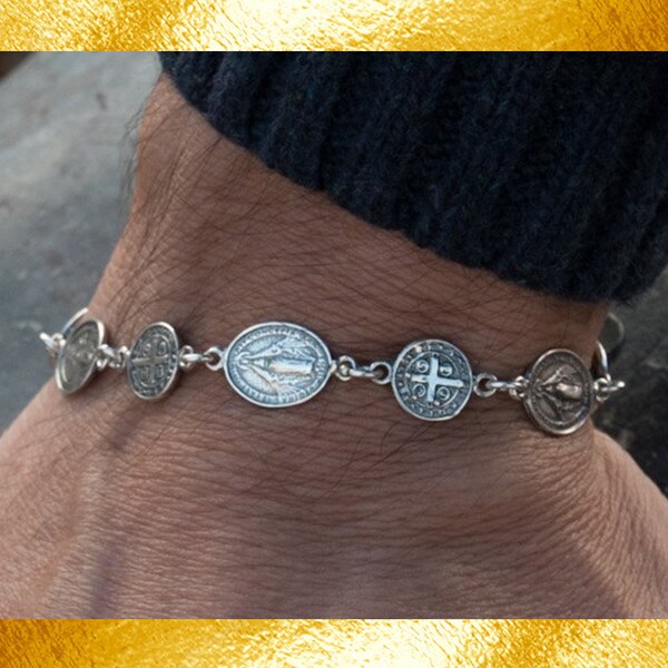 Mens Saints Medals Bracelet - Etsy