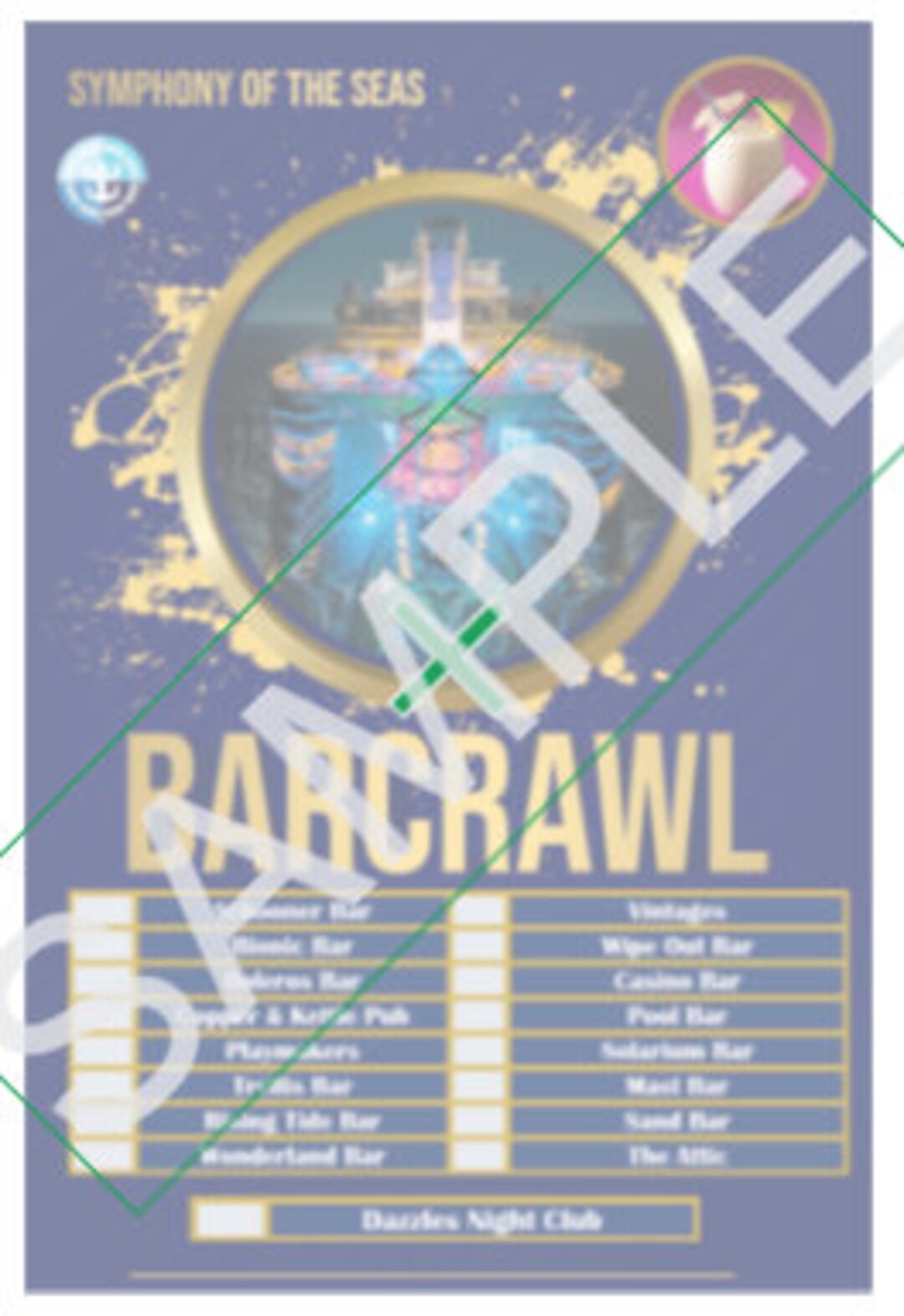 Royal Caribbean Symphony of the Seas Bar Crawl Poster JPG. - Etsy