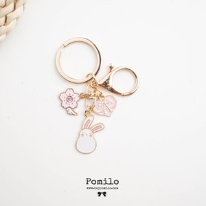 Keychain for Women Cute Enamel Car Keychain for Girls Korean Pink Bunny ...